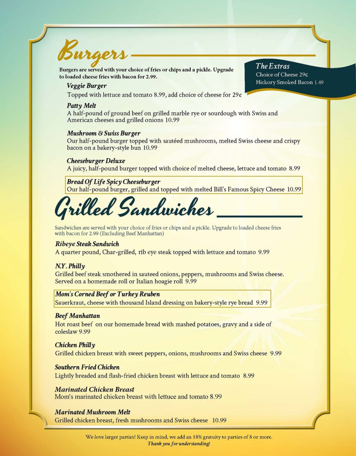New Menu | Bread of Life Cafe